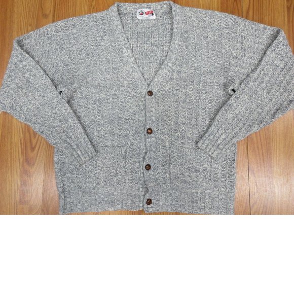 Arrow | Sweaters | Vtg Arrow Cable Knit Cardigan Sweater Acrylic Gray ...